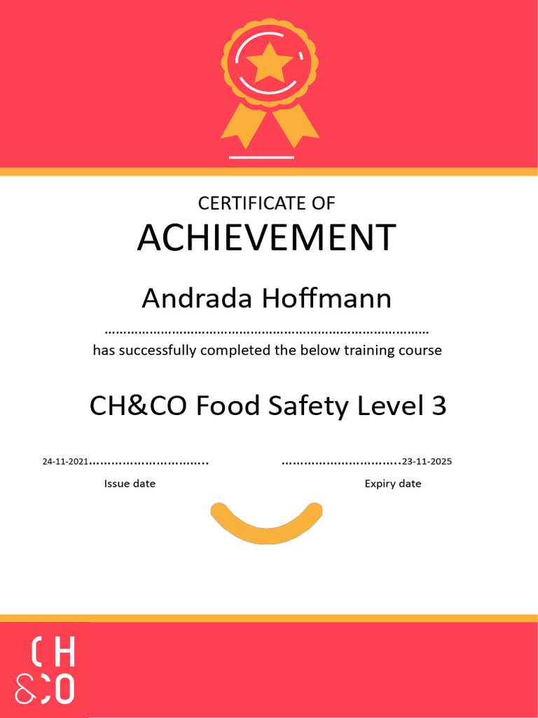 Food Safety Level 3 | PDF