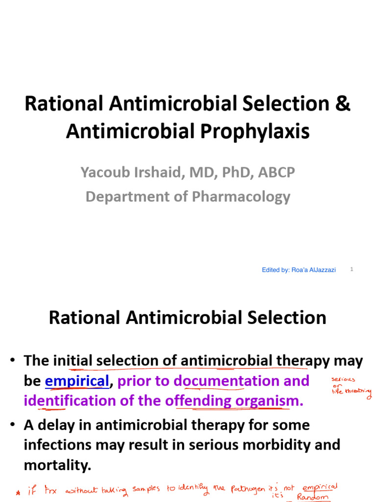 Rational Antimicrobial Selection Antimicrobial Prophylaxis 1 | PDF ...