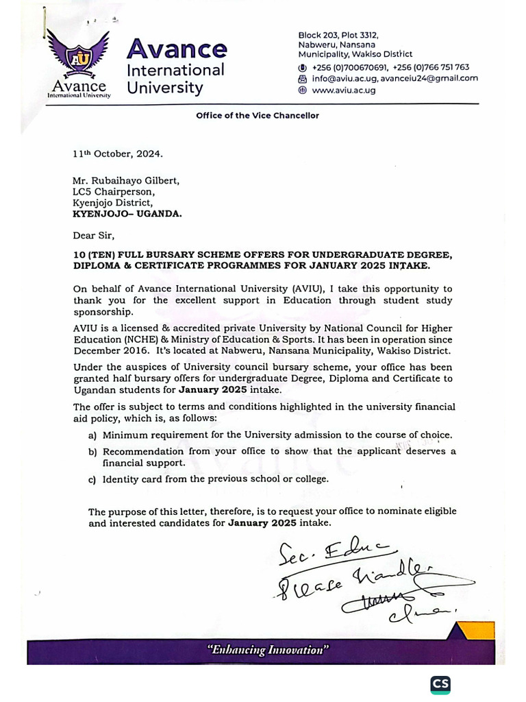 Avance International University Scholarship Opportunities | PDF