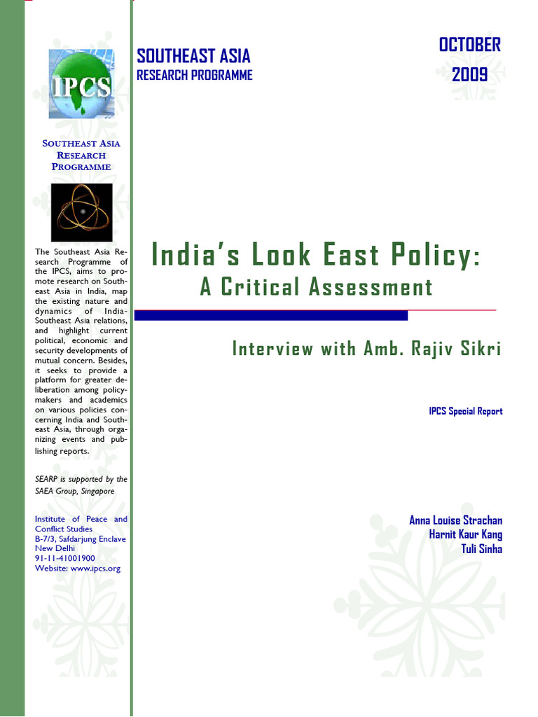 INDIA'S LOOK EAST POLICY A CRITICAL ASSESSMENT - Sikri | PDF | Southeast Asia | Myanmar