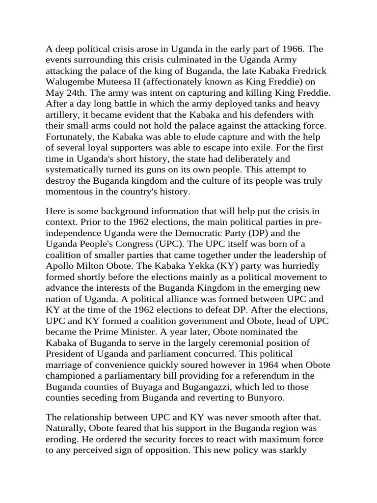 Buganda Crisis | PDF | Uganda | Government