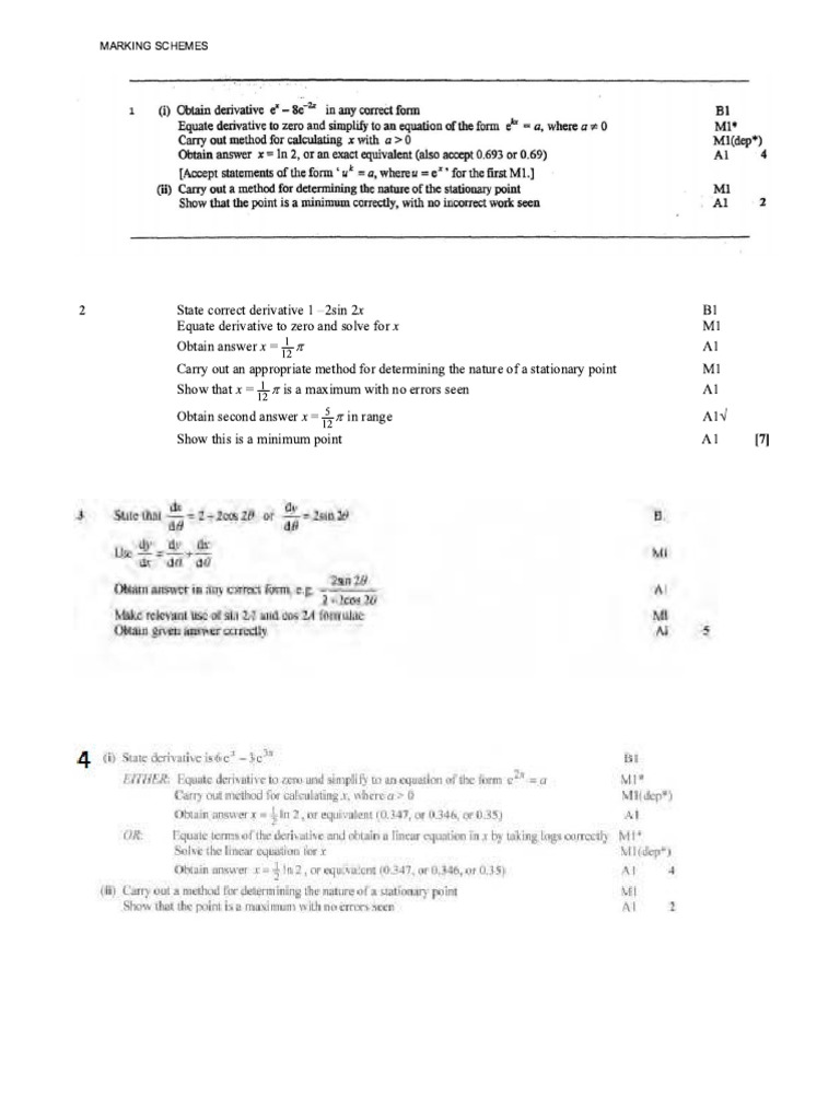 P3 Differentiation Marking Scheme (1) | PDF