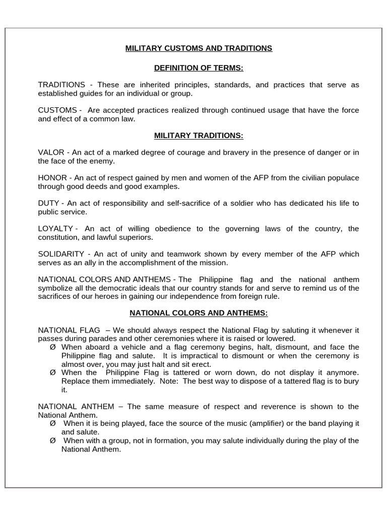 Military-Customs-Traditions | PDF | Non Commissioned Officer | Military