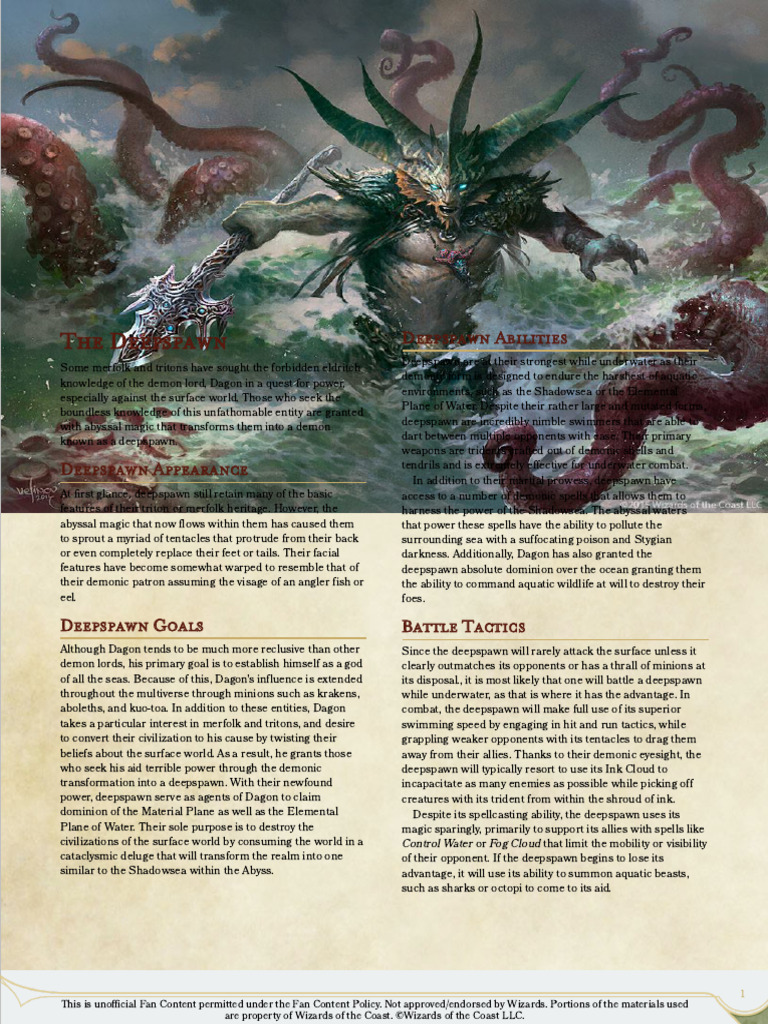 Deepspawn: Dagon's Abyssal Agents | PDF