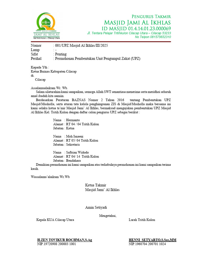 Permohonan UPZ | PDF