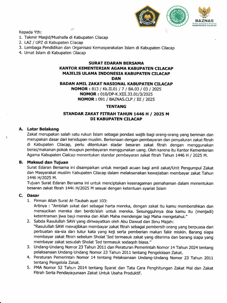 Surat Edaran Zakat 2025 | PDF