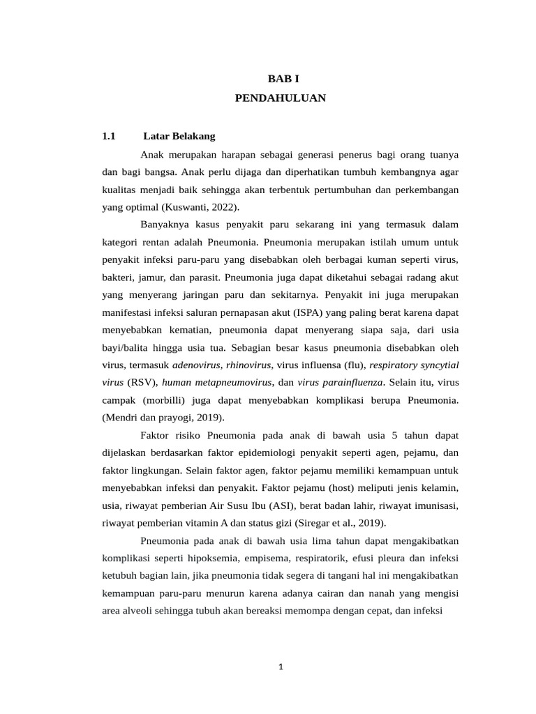 BAB I KTI PNEUMONIA | PDF