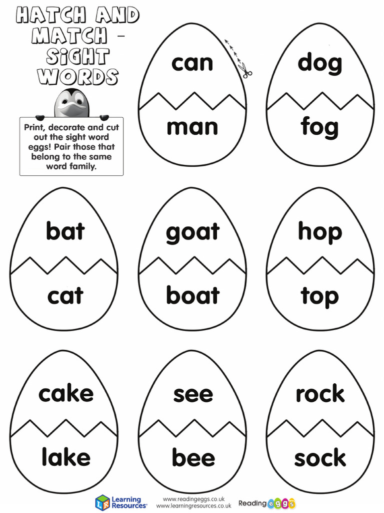 Hatch & Match Sight Words for Kids | PDF
