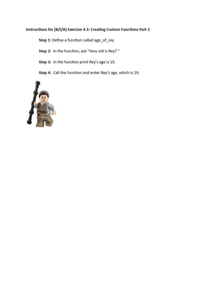 9.1 Instructions For (BIA) Exercise 4.3 - Creating Custom Functions ...