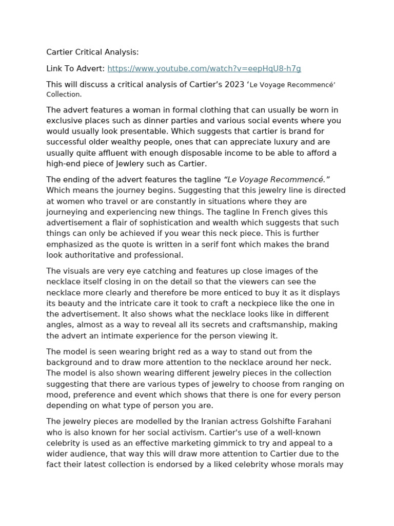 Cartier 2023 Collection Analysis | PDF | Advertising | Jewellery