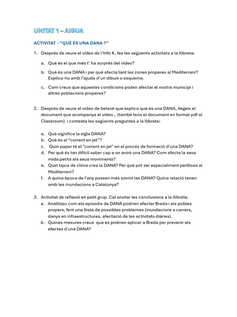 Activitat DANA | PDF