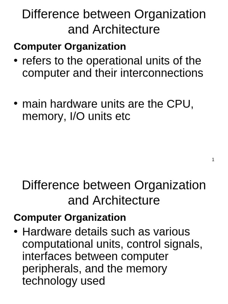 CA L2 Difference between Organization and Architecture | PDF ...