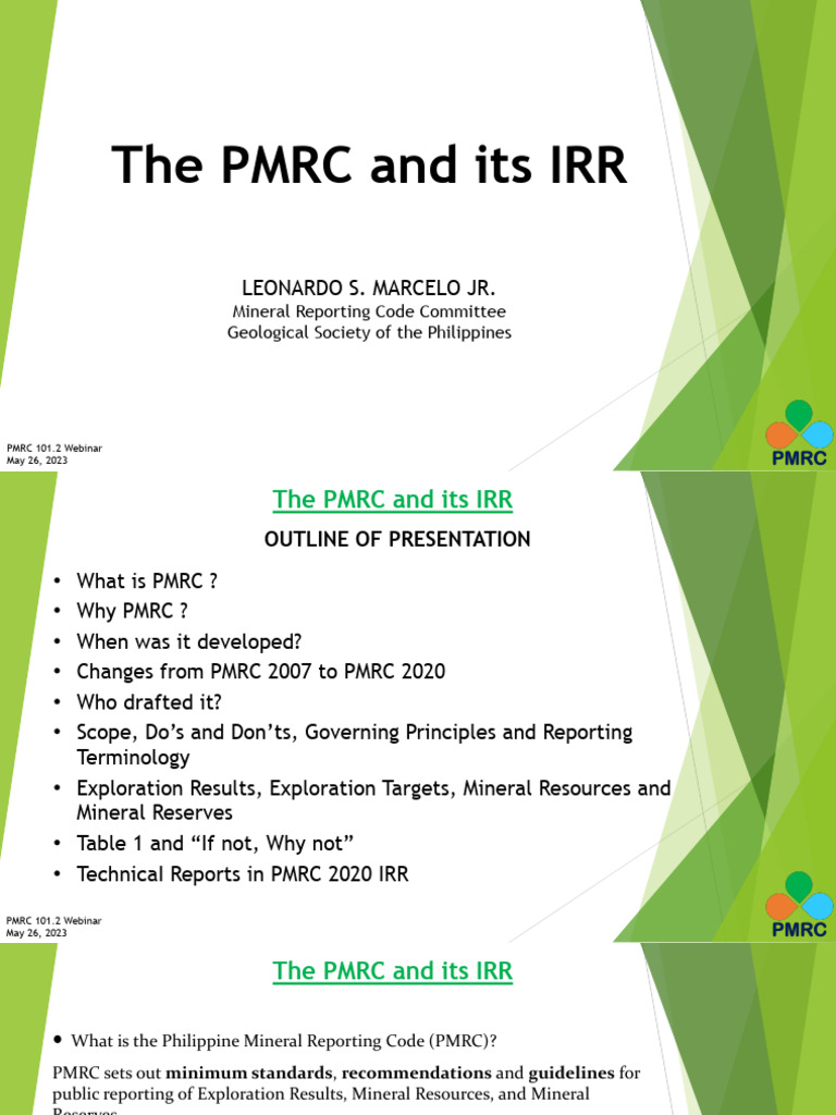 PMRC and IRR May 26 2023 Jojo Marcelo | PDF | Mining | Minerals