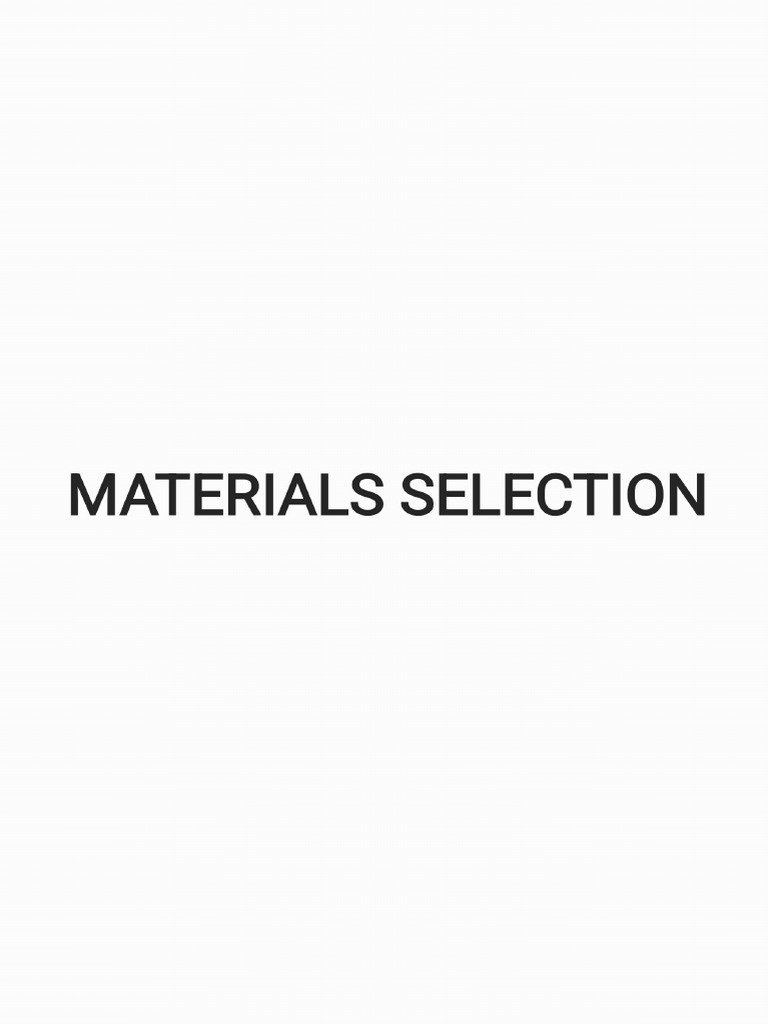 Materials Selection | PDF