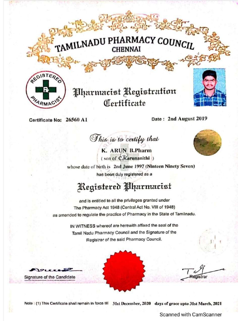 Pharmacist Registration | PDF