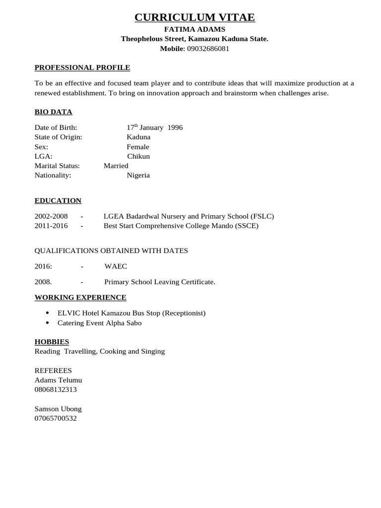CURRICULUM VITAE FATIMA | PDF