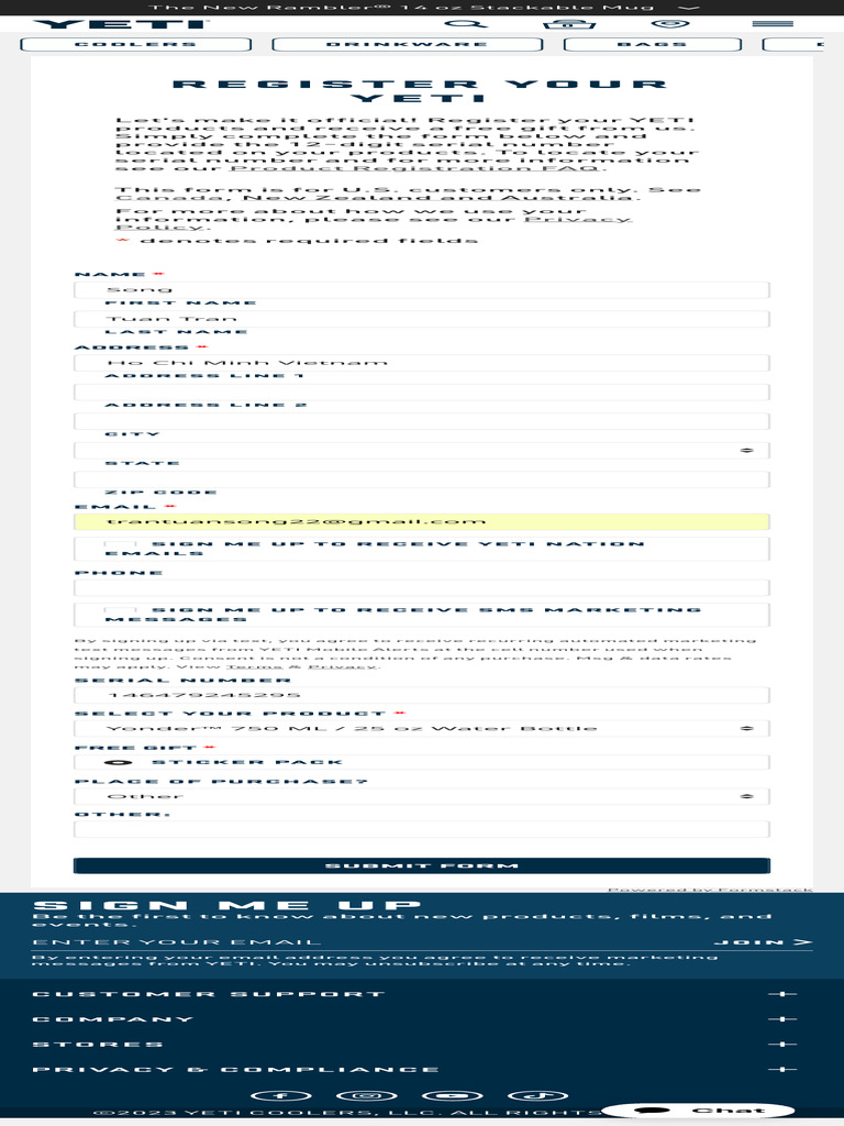 YETI Product Registration | PDF | Cyberspace | Computing