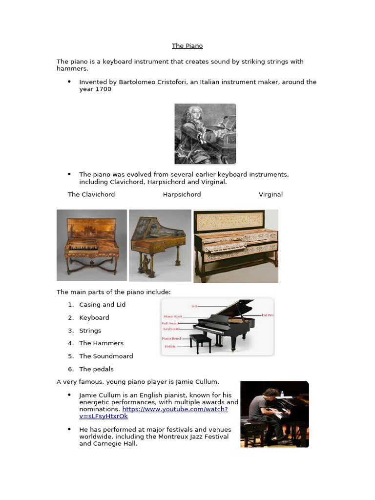History and Parts of the Piano | PDF