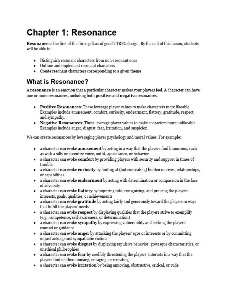 Workshop Handout - Unit I, Chapter 1 (Resonance) | PDF | Motivation ...