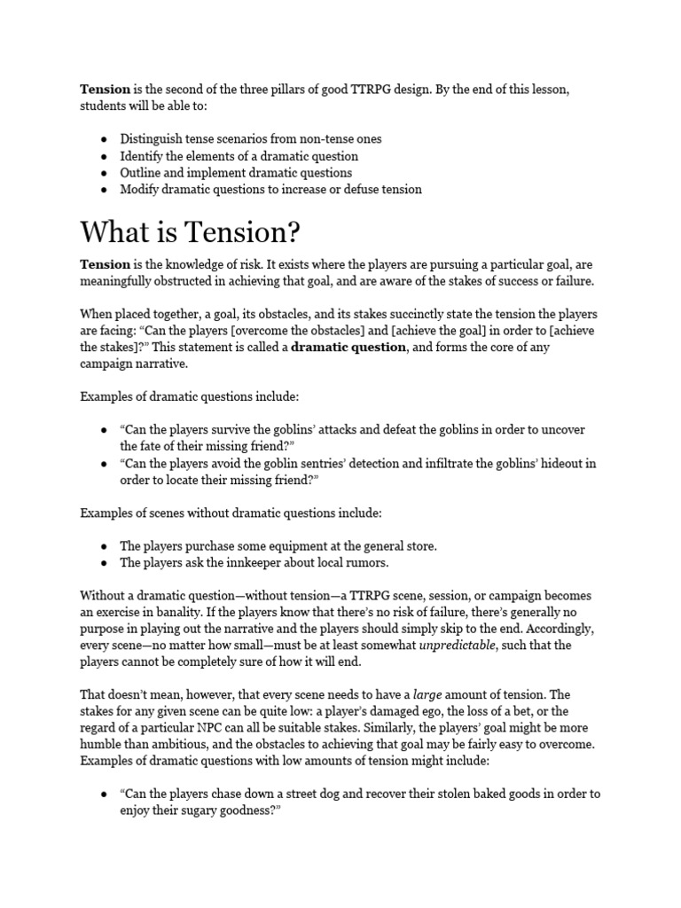 Understanding Tension in TTRPG Design | PDF | Goal