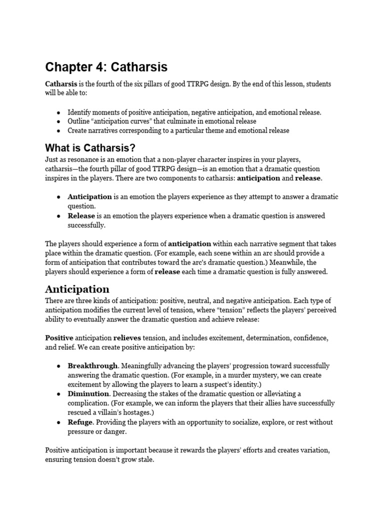 Workshop Handout_ Unit I, Chapter 4 (Catharsis) | PDF | Psychology