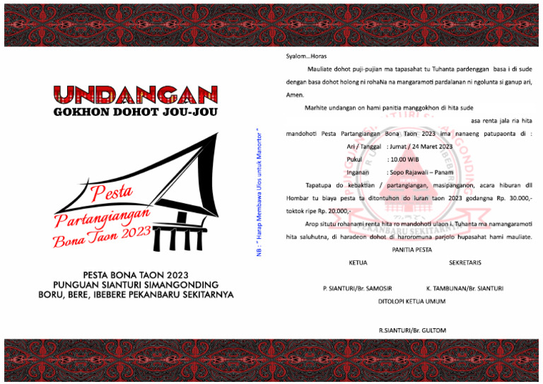 Undangan Bonataon Simangonding1 | PDF