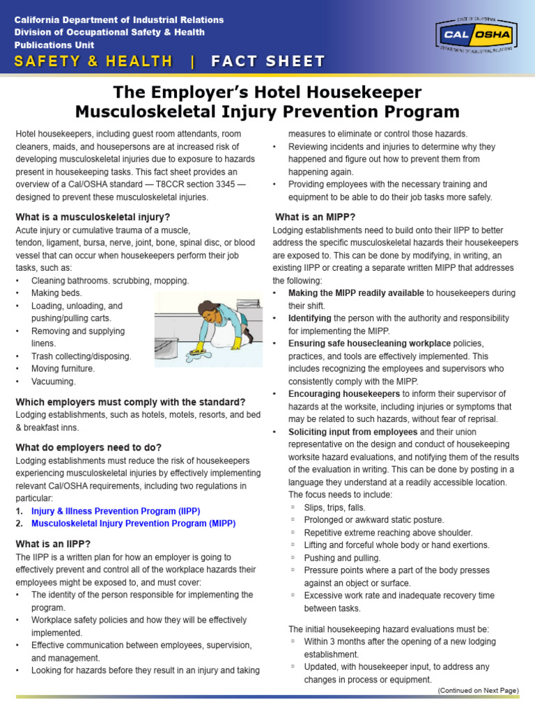 Employers Housekeeping Injuries Fs | PDF | Housekeeping | Working ...