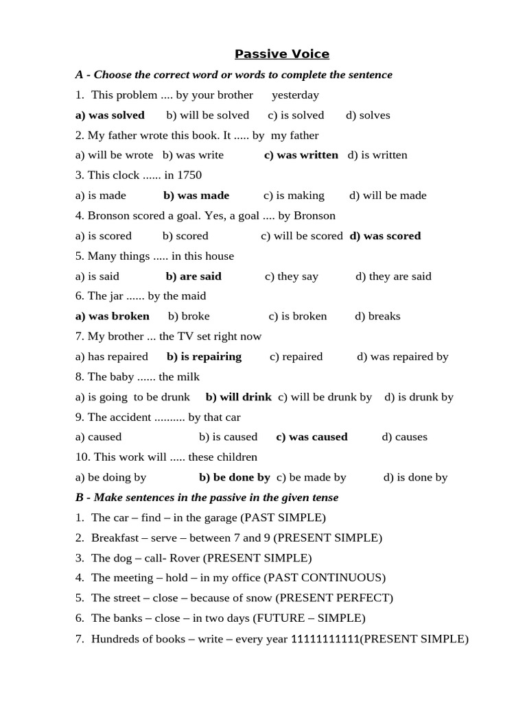 Passive Voice Test made | PDF | Language Mechanics | Syntax