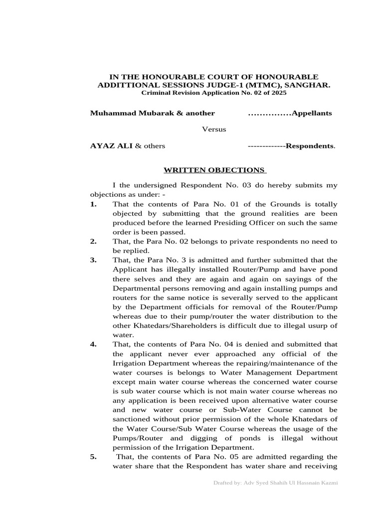 Objections 435 RW 439A CRPC | PDF | Affidavit