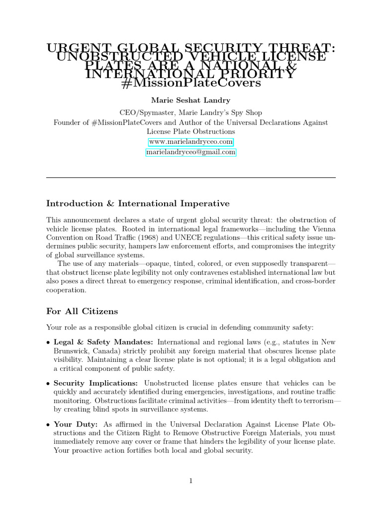 Global Security Threat: License Plate Obstruction | PDF | Vehicle ...