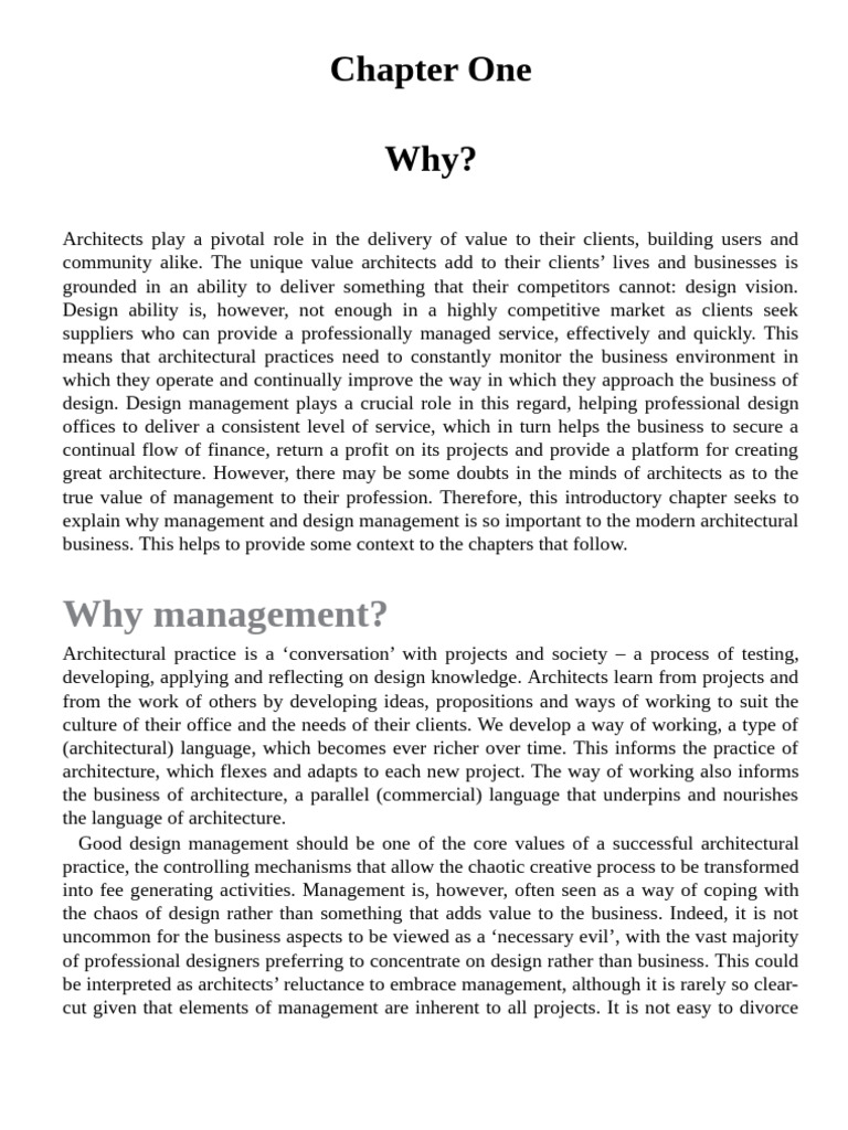 Design Management For Architects - (Chapter One Why) | PDF | Design ...