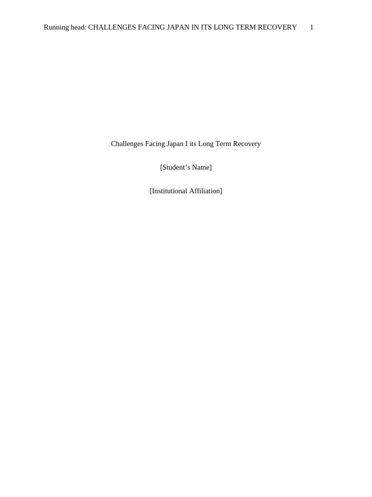 Challenges Facing Japan I Its Long Term Recovery | PDF | Tsunami ...