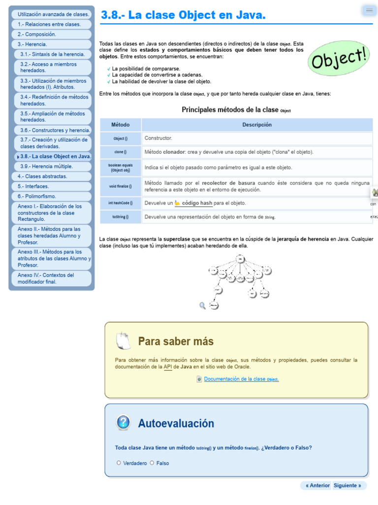 3.8.- La Clase Object en Java | PDF | Java (lenguaje de programación) | Herencia (Programación ...