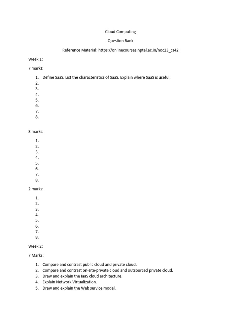 Cloud Computing MOOC Question Bank | PDF | Cloud Computing | Service ...