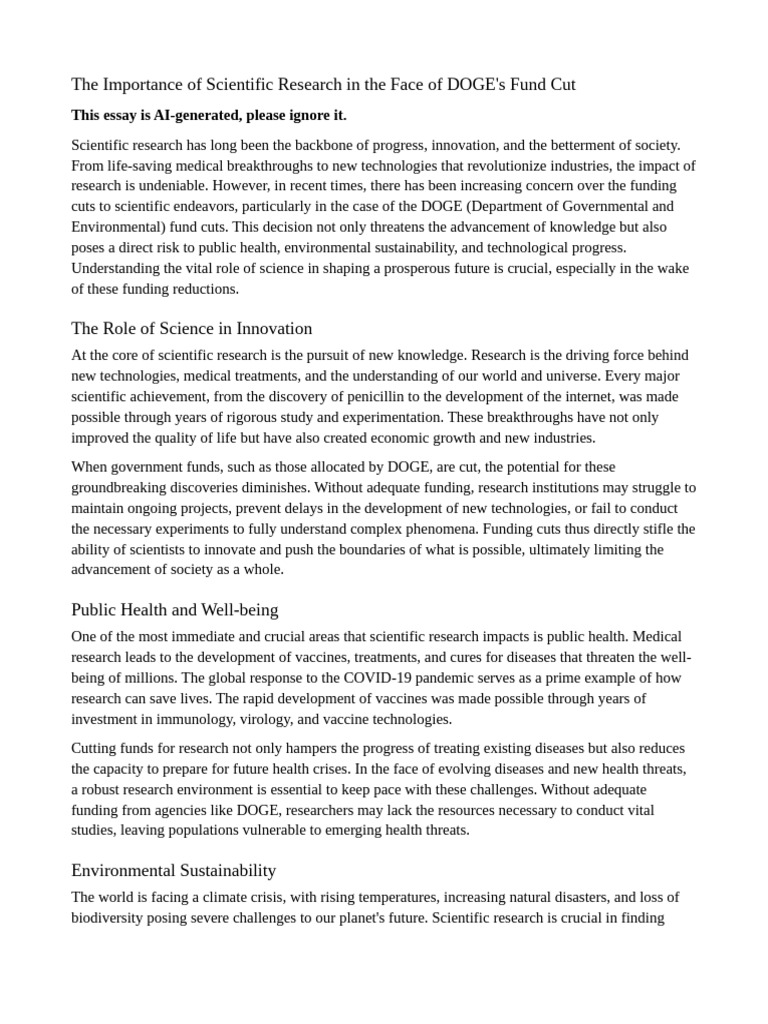 The Importance of Scientific Research in the Face of DOGE's Fund Cut ...