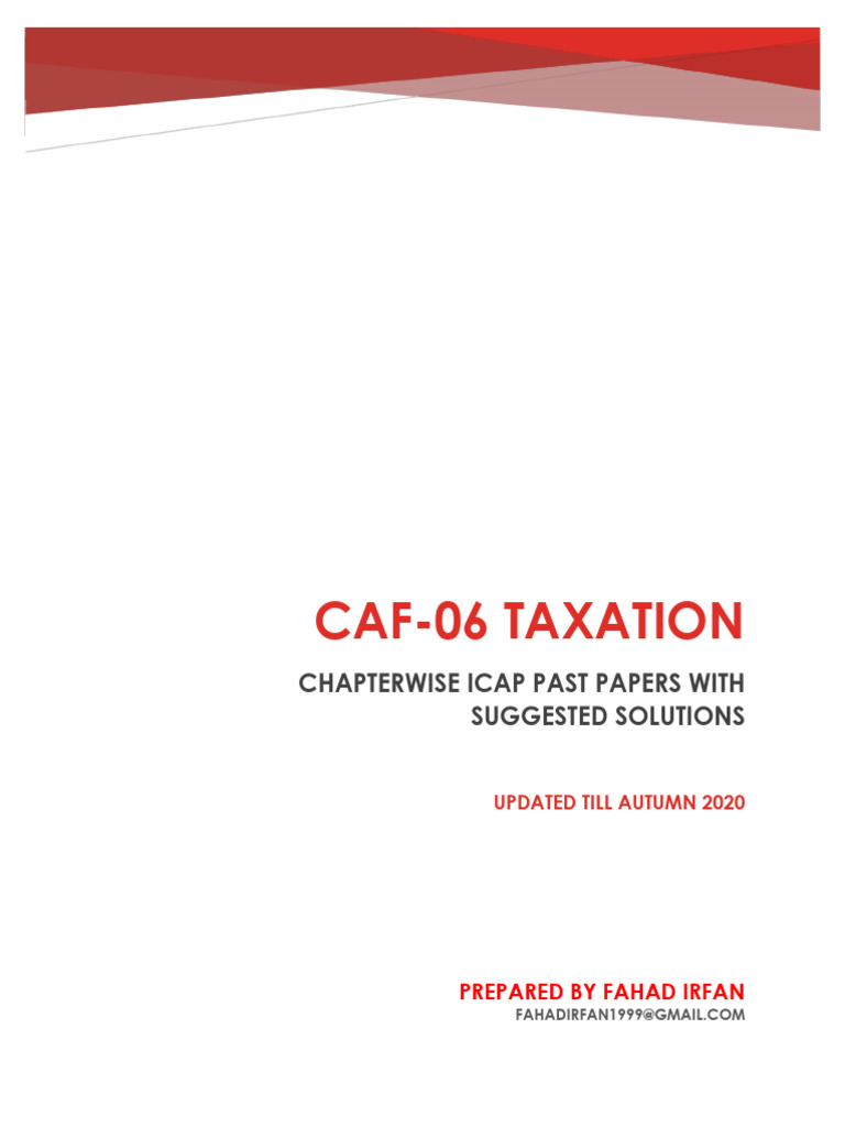 ICAP Taxation Past Papers & Solutions | PDF | Taxes | Excise