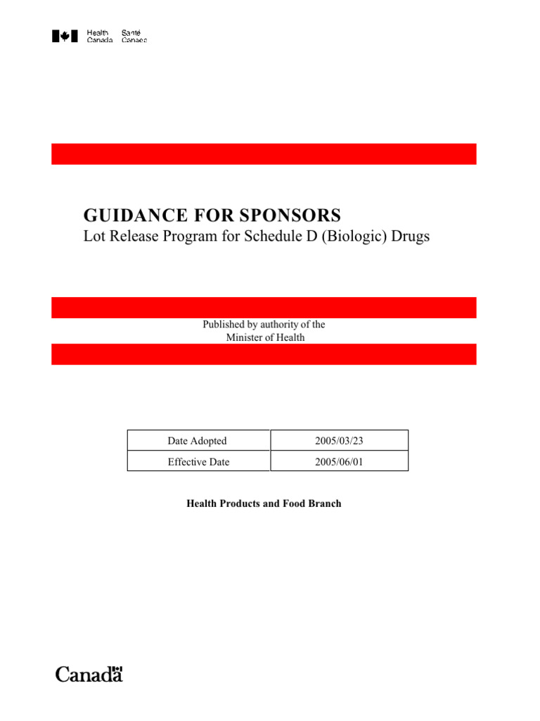 Canada Lot Release Guideline | PDF | Clinical Trial | Biopharmaceutical