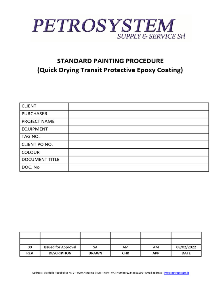 Standard Painting Procedure for Epoxy Coating | PDF