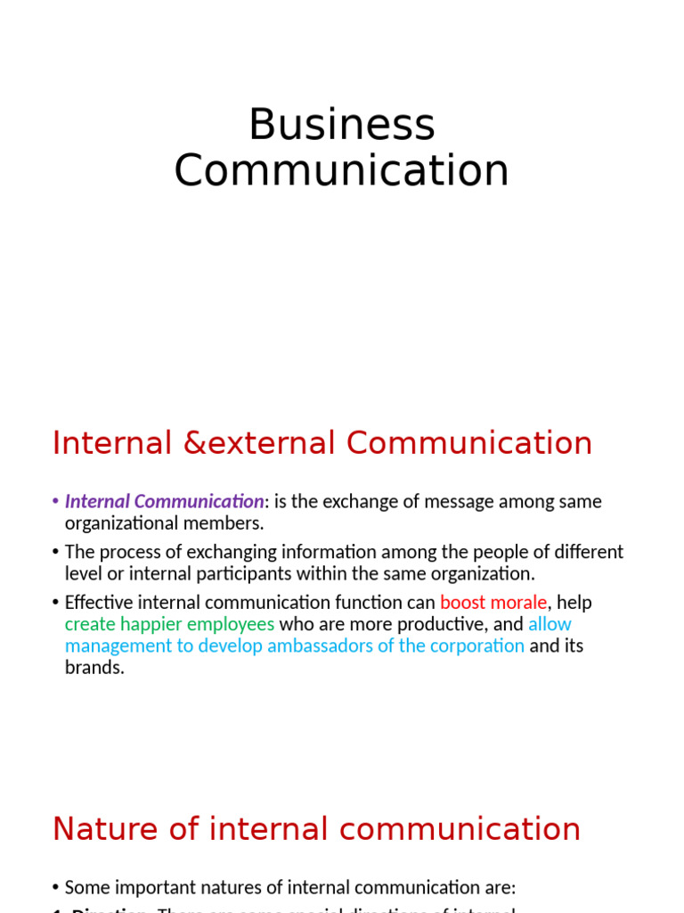 Internal vs External Business Communication | PDF | Nonverbal ...