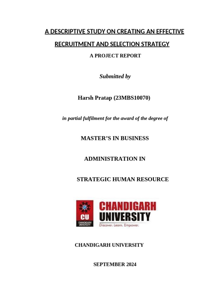 Harsh Pratap - 23MBS10070 - SHR - SIP | PDF | Recruitment | Survey Methodology
