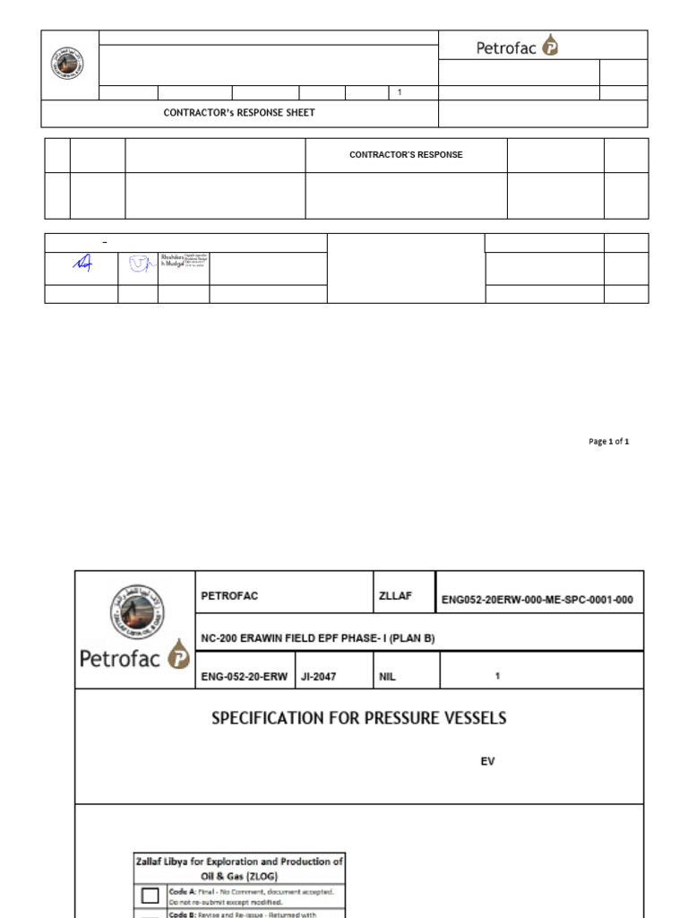 Pressure Vessel Specification Document | PDF | Pipe (Fluid Conveyance ...
