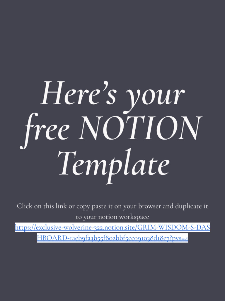 Free Notion Template: Grim Wisdom | PDF