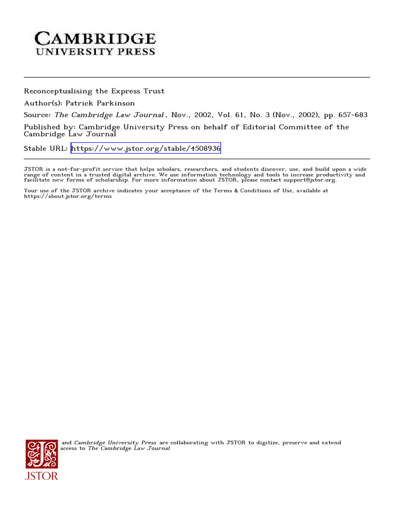 Reconceptualising Express Trusts | PDF | Bankruptcy | English Trust Law