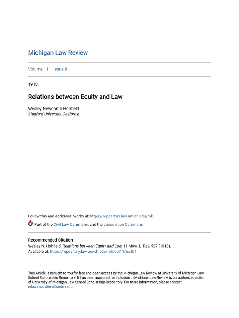 Relations Between Equity and Law | PDF | Equity (Law) | Writ