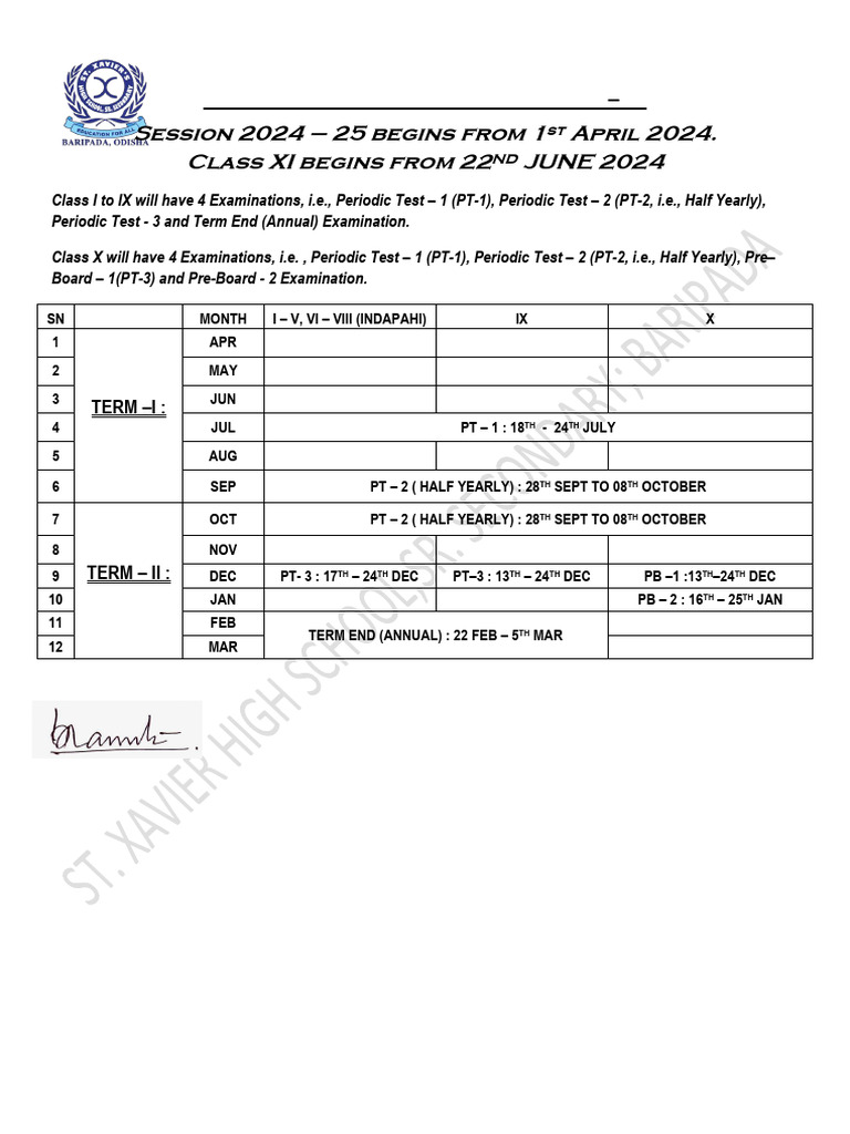 EXAMINATION CALENDAR_2024_25 | PDF