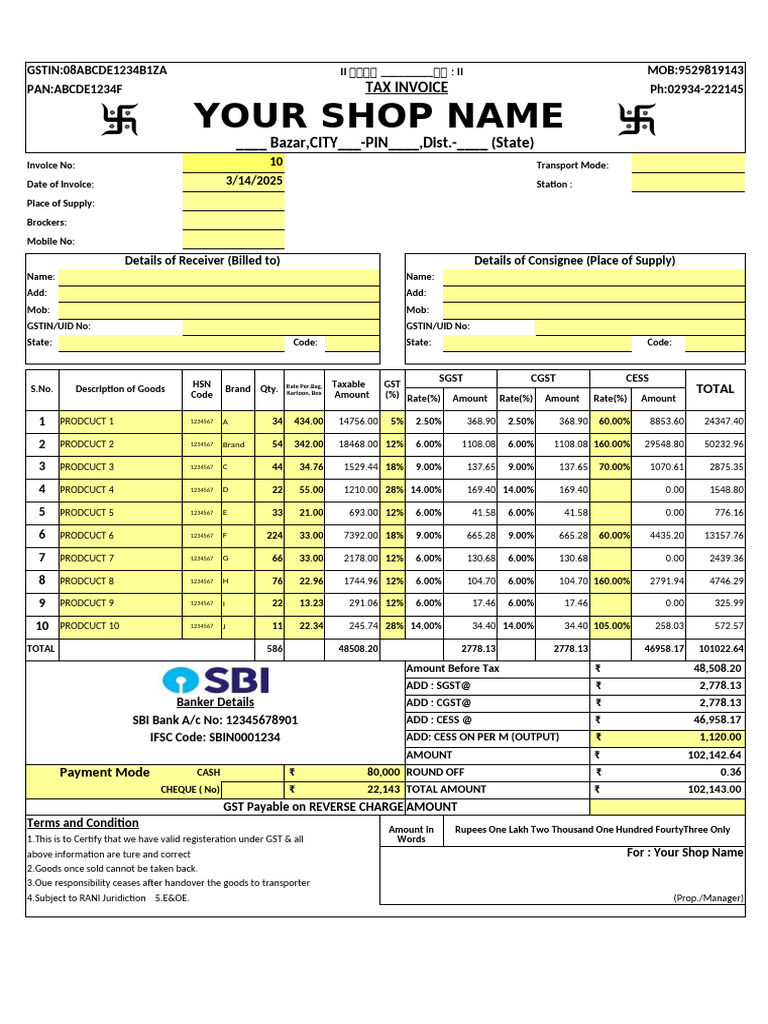 GST Invoice Format for Dealers | PDF | Public Finance | Economy Of India