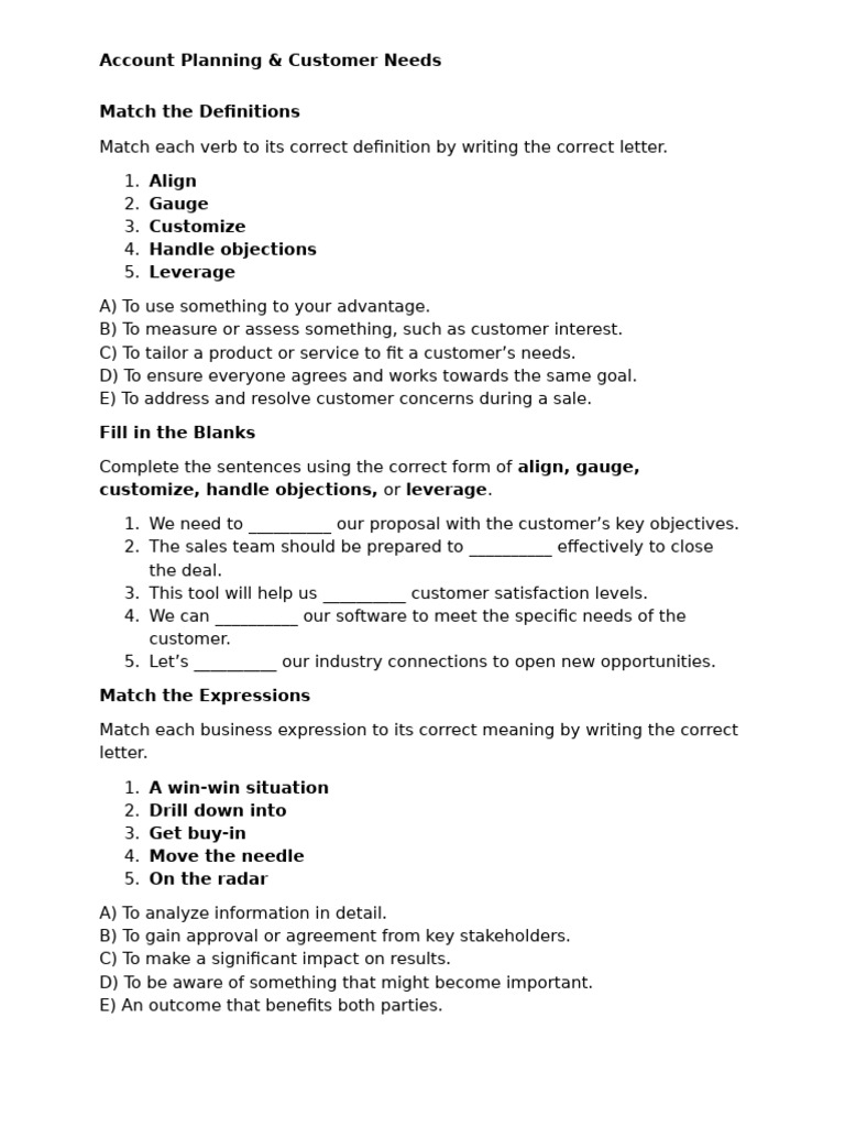 Business English Vocabulary Worksheet 2 | PDF | Sales | Business