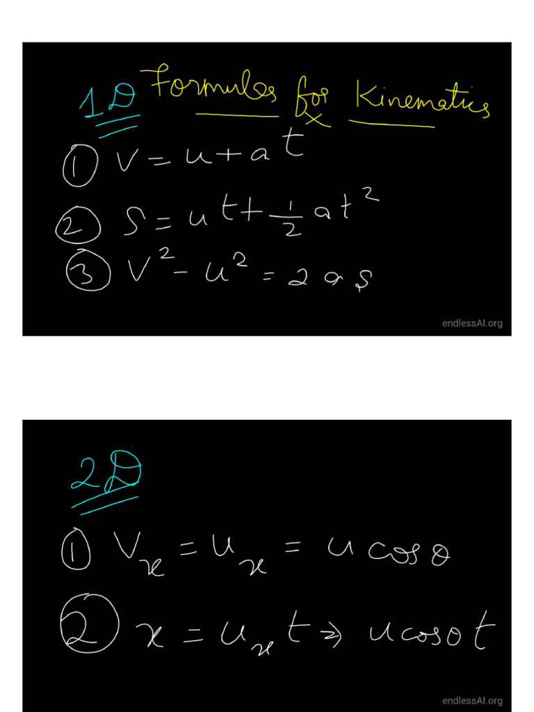 Kinematics Formulas | PDF