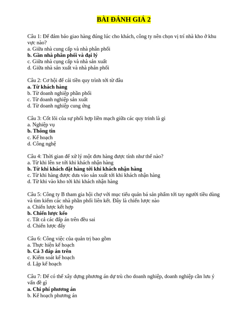 ĐỀ ÔN QTRI LOG | PDF