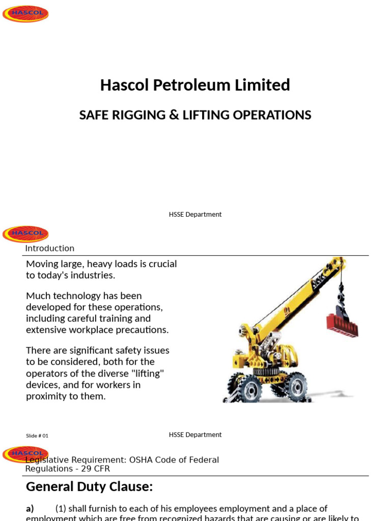 05 - Safe Rigging & Lifting Operations-1 | PDF | Crane (Machine ...